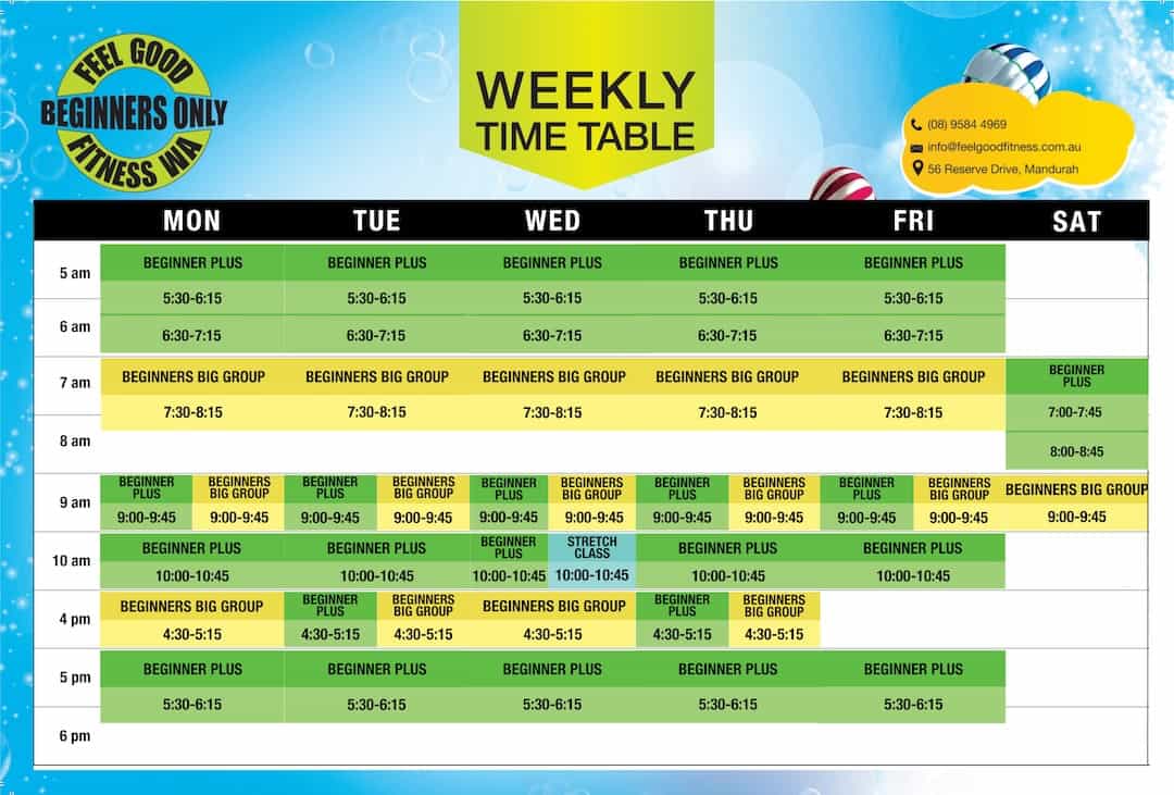 TimeTable - Feel Good Fitness WA
